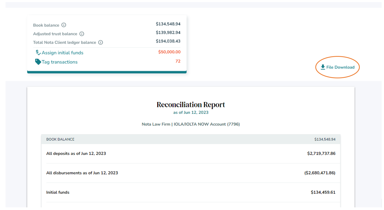 How do I generate a Reconciliation Report?