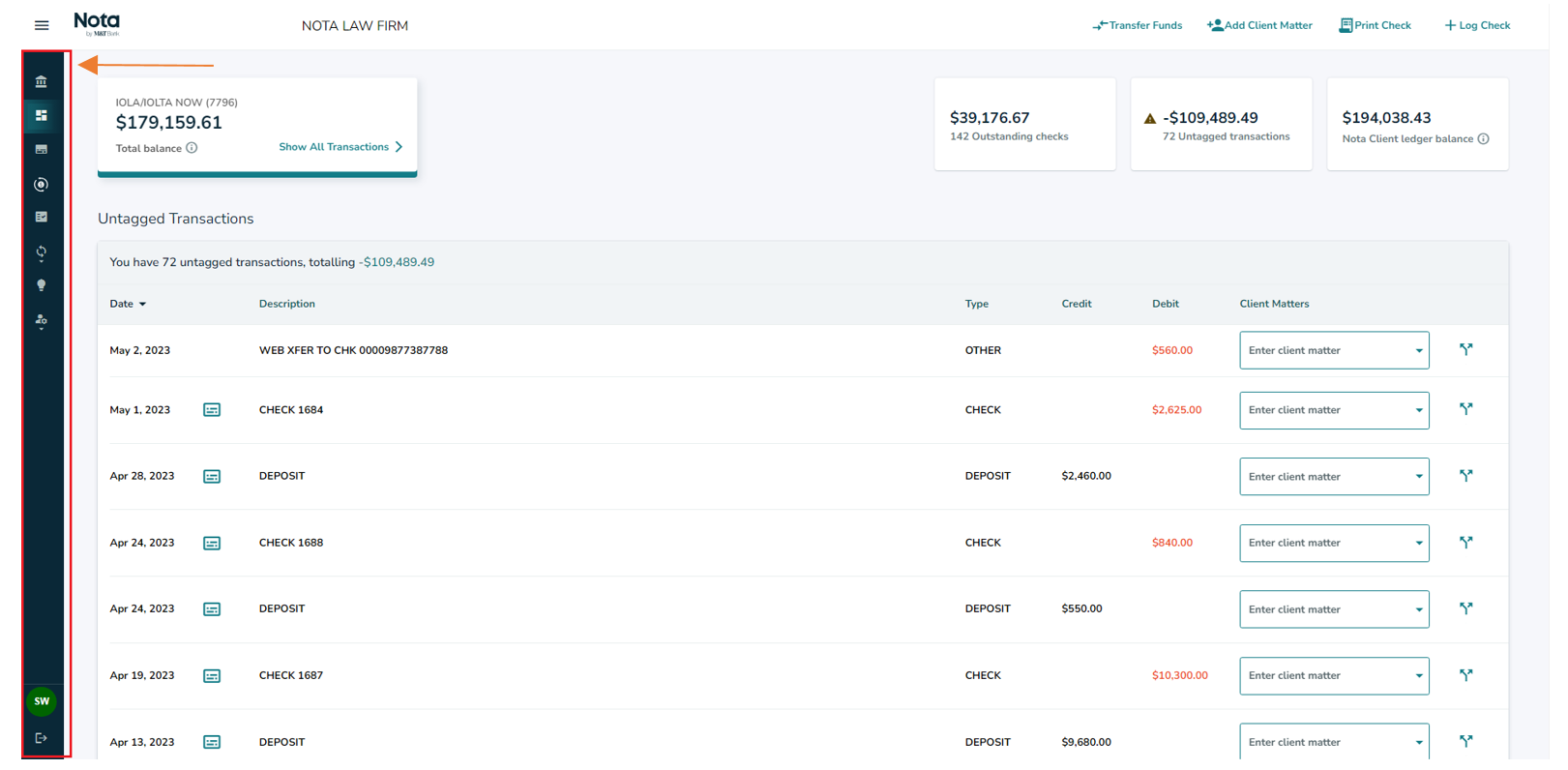 How do I navigate the Nota Dashboard?