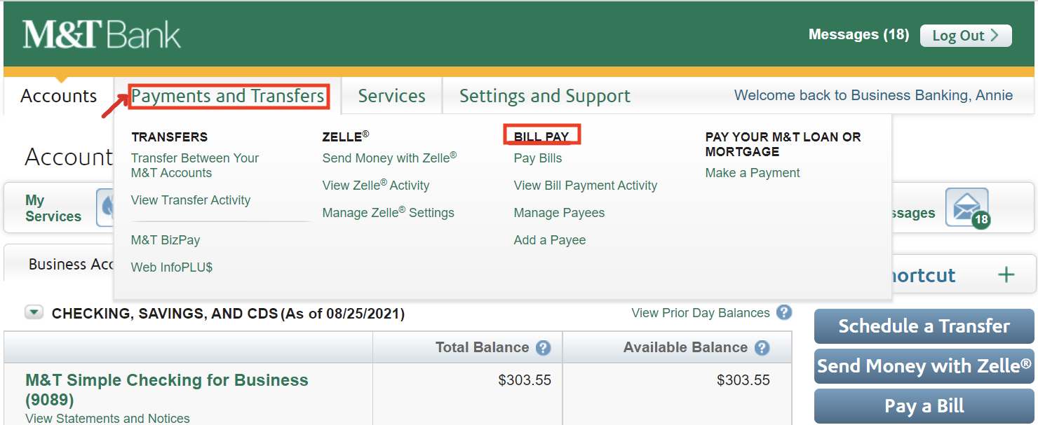 How do I set up web bill pay?